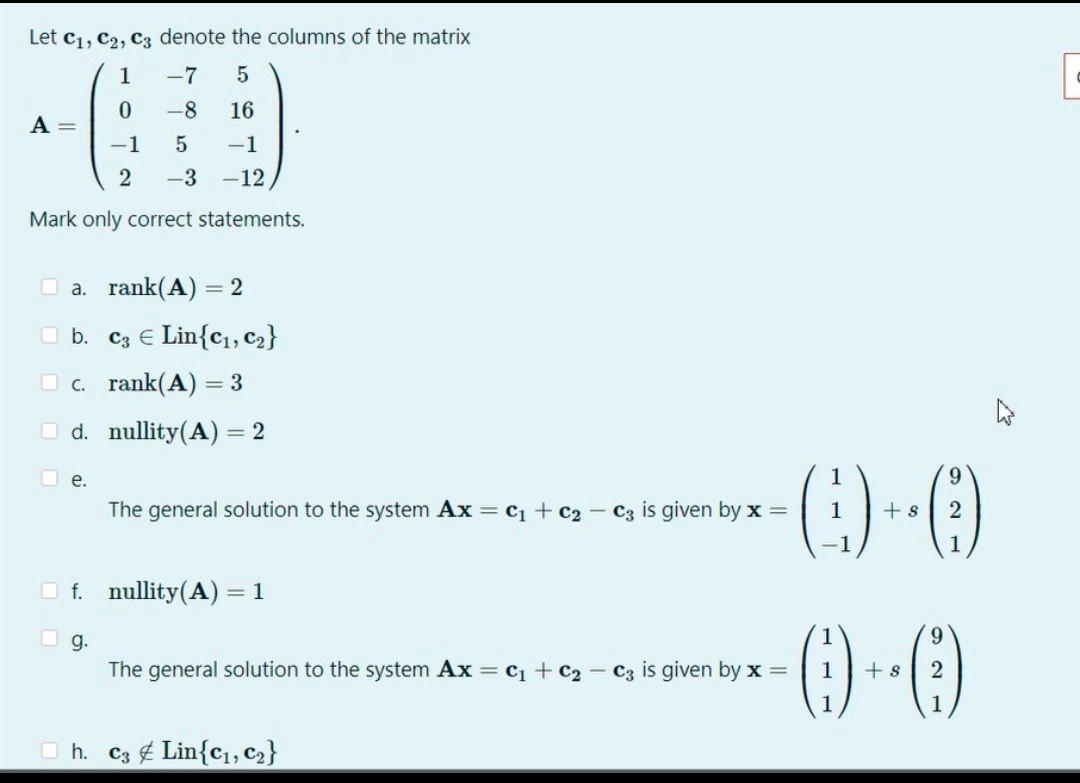 Solved Let c1,c2,c3,c4,c5 be the column vectors of the | Chegg.com