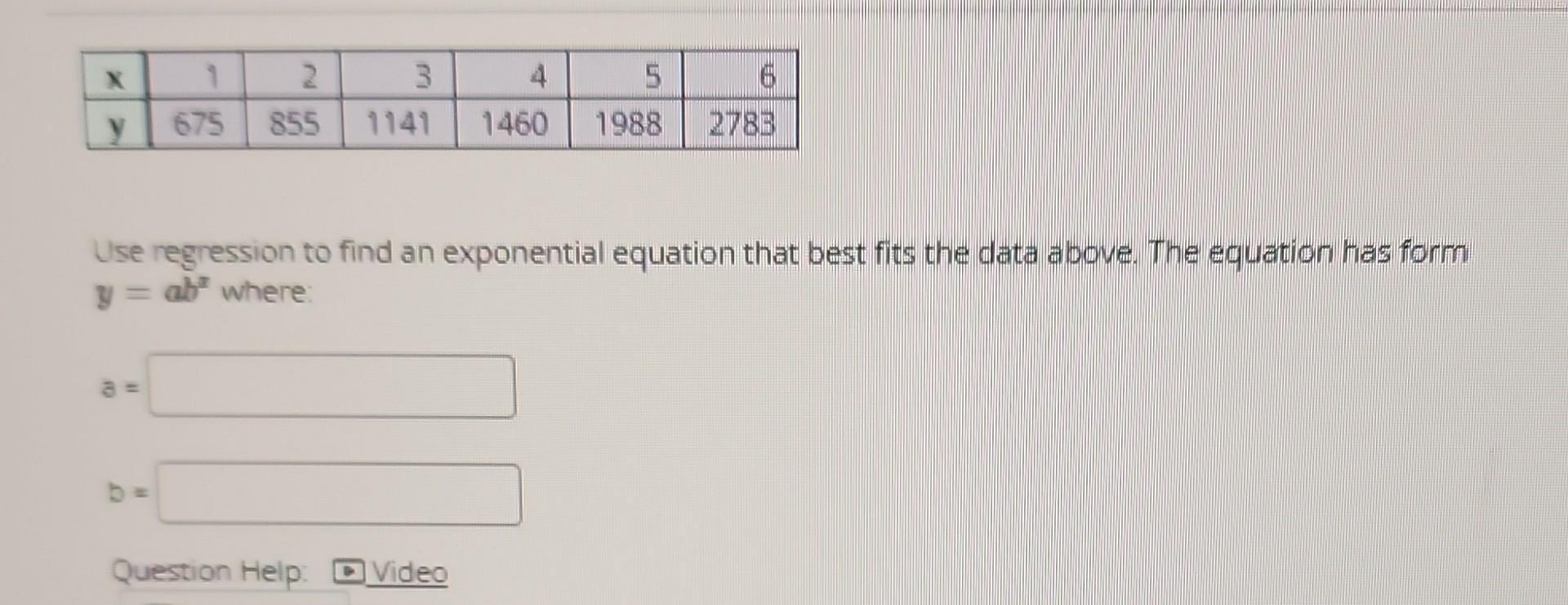 Solved Use regression to find an exponential equation that | Chegg.com