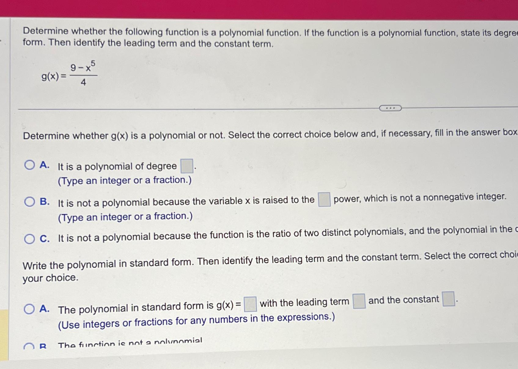 Solved Determine whether the following function is a | Chegg.com
