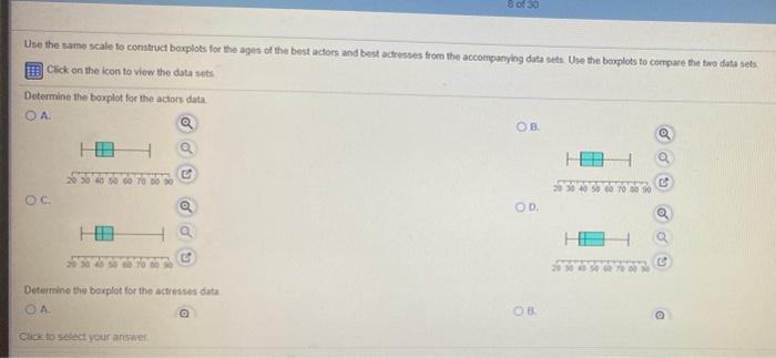 Solved of 30 Use the same scale to construct boxplots for | Chegg.com