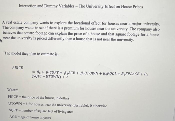 Interaction and Dummy Variables - The University | Chegg.com
