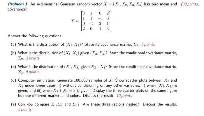 Solved Problem 1. An n-dimensinal Gaussian random vector | Chegg.com