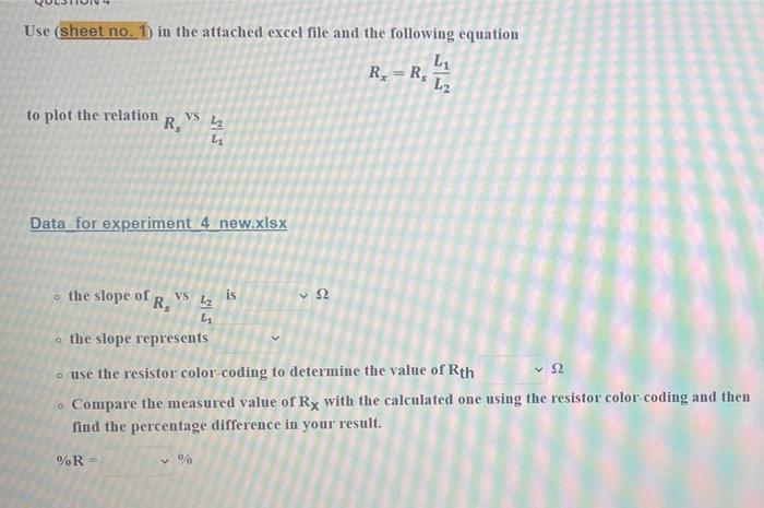 Solved Use (sheet no. 1) in the attached excel file and the | Chegg.com