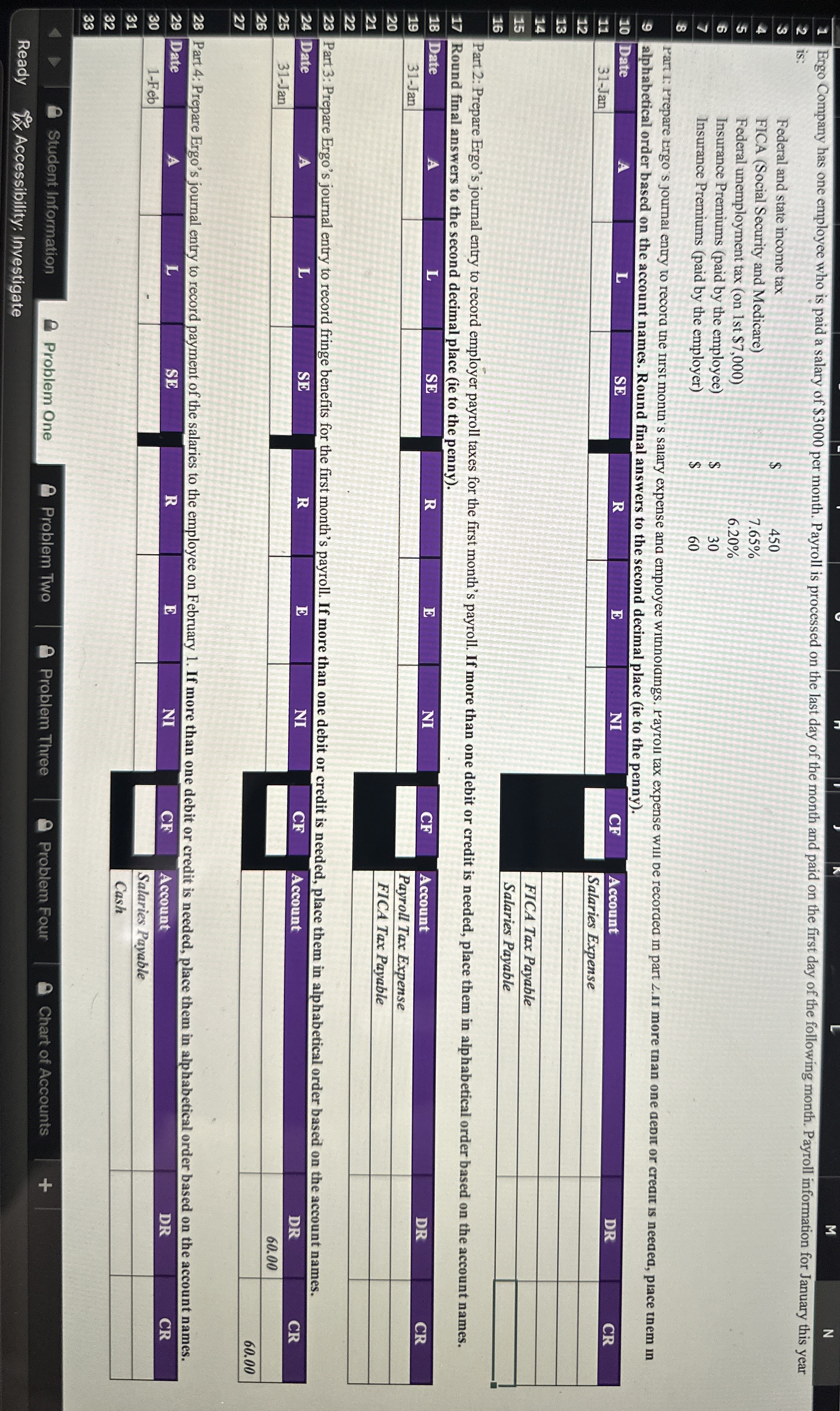 Solved Chapter 8 ﻿problem 1 ﻿Ergo Company has one employee | Chegg.com