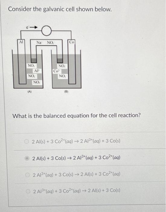 Solved Consider the galvanic cell shown below. What is the | Chegg.com