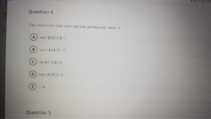 Solved The instruction that uses register addressing mode is | Chegg.com