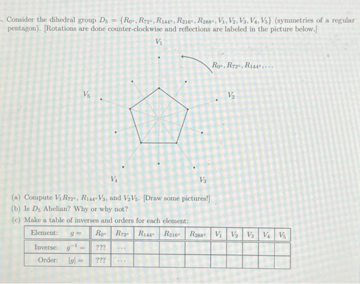 Solved - Consider the dihedral group | Chegg.com