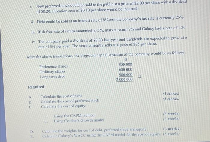 Solved New preferred stock could be sold to the public at a | Chegg.com