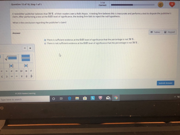 Solved Question 12 Of 18 Step 1 Of 1 7 18 Correct A Chegg