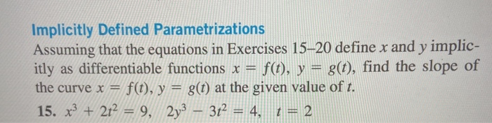Solved Implicitly Defined Parametrizations Assuming that the | Chegg.com