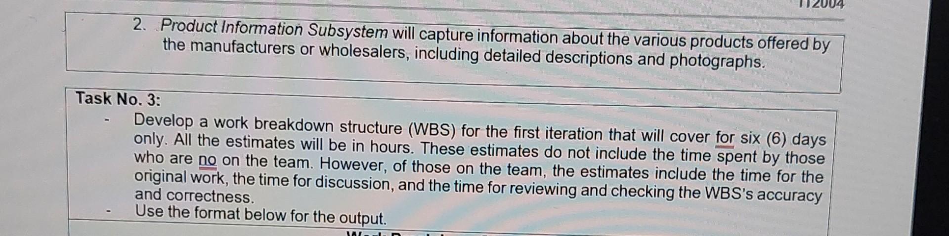 Solved Task No. 2: Based on the list of the system | Chegg.com