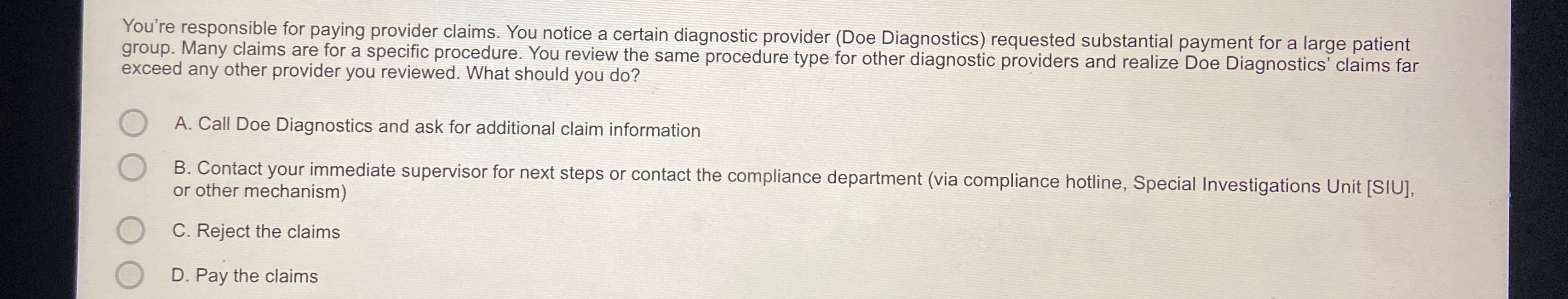 Solved You're responsible for paying provider claims. You | Chegg.com