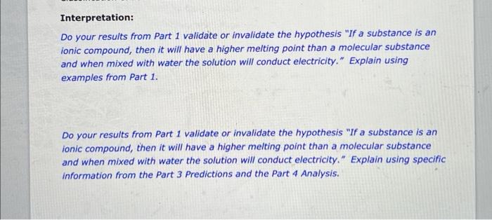 Solved Interpretation: Do your results from Part 1 validate | Chegg.com