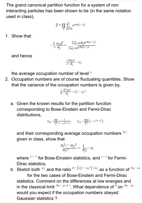 The grand canonical partition function for a system | Chegg.com
