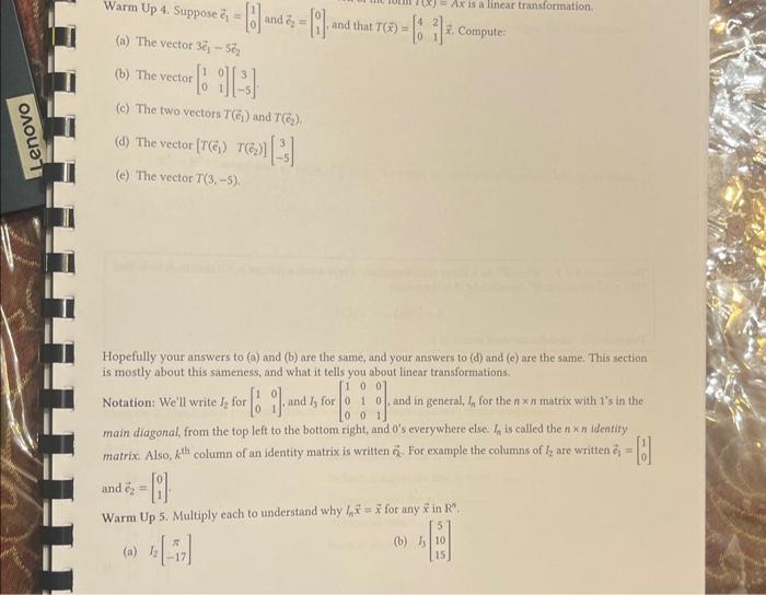 Solved Warm Up 4. Suppose c1=[10] and c2=[01], and that | Chegg.com