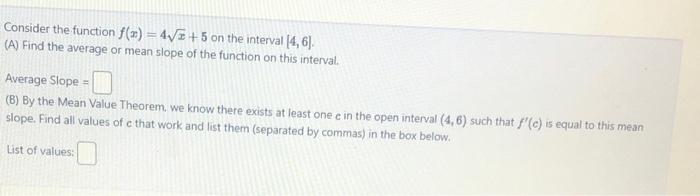 Solved Consider the function f(x)=4x+5 on the interval | Chegg.com