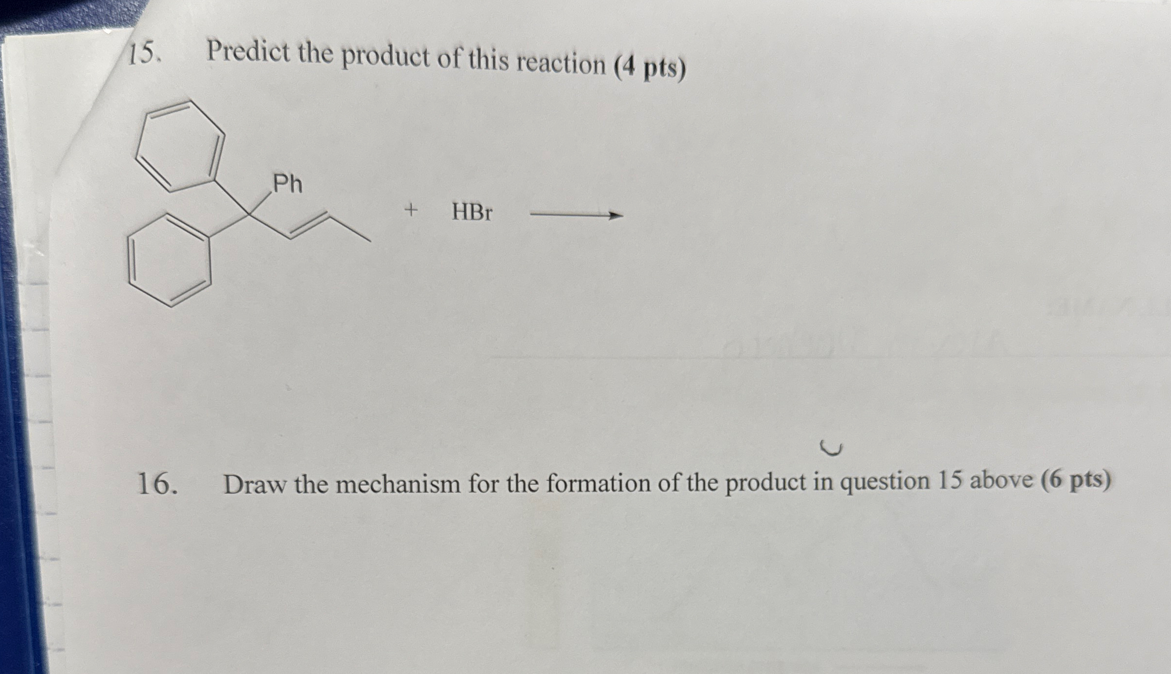 Solved Predict the product of this reaction ( 4 ﻿pts )Draw | Chegg.com