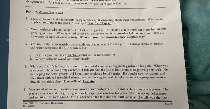 Assignment 7b Use Your Answers To Complete The 