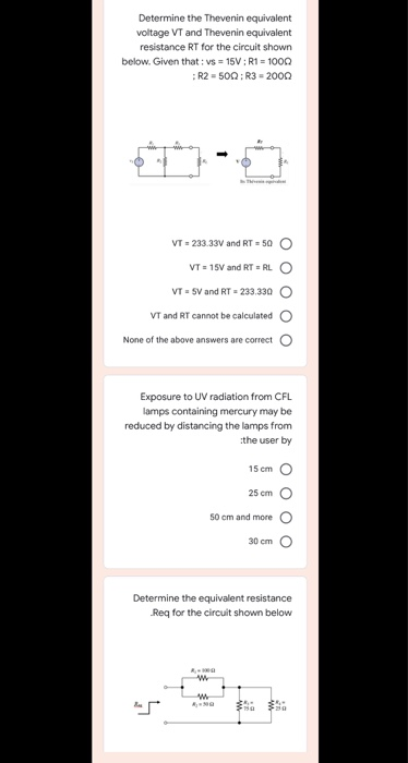 Solved Determine the Thevenin equivalent voltage VT and | Chegg.com
