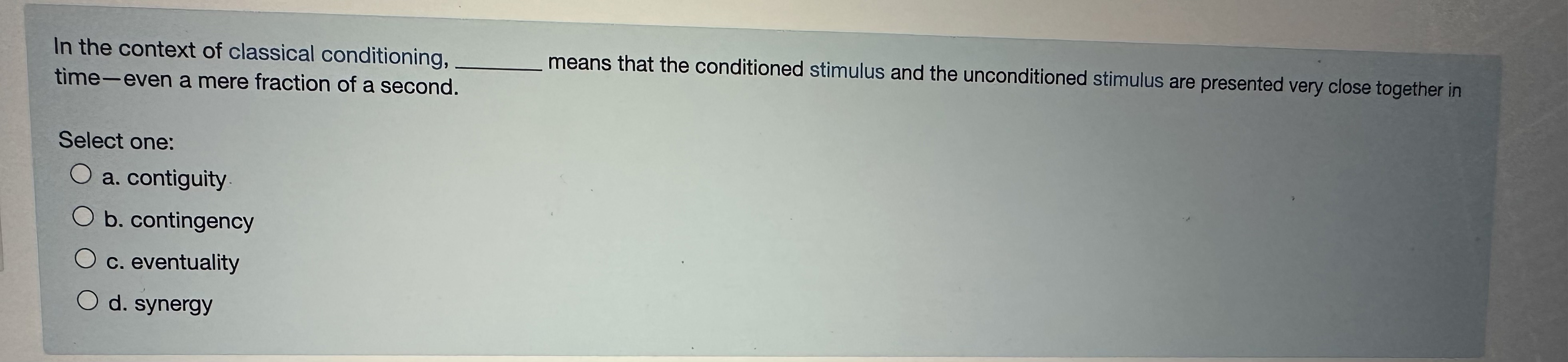 Solved In the context of classical conditioning, q, | Chegg.com