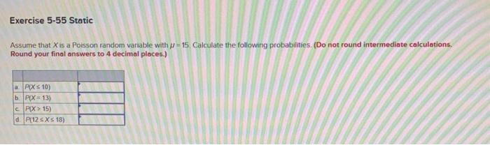 Solved Assume that X is a Poisson random variable with μ=15. | Chegg.com