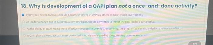 Solved Why is development of a QAPI plan not a once-and-done | Chegg.com