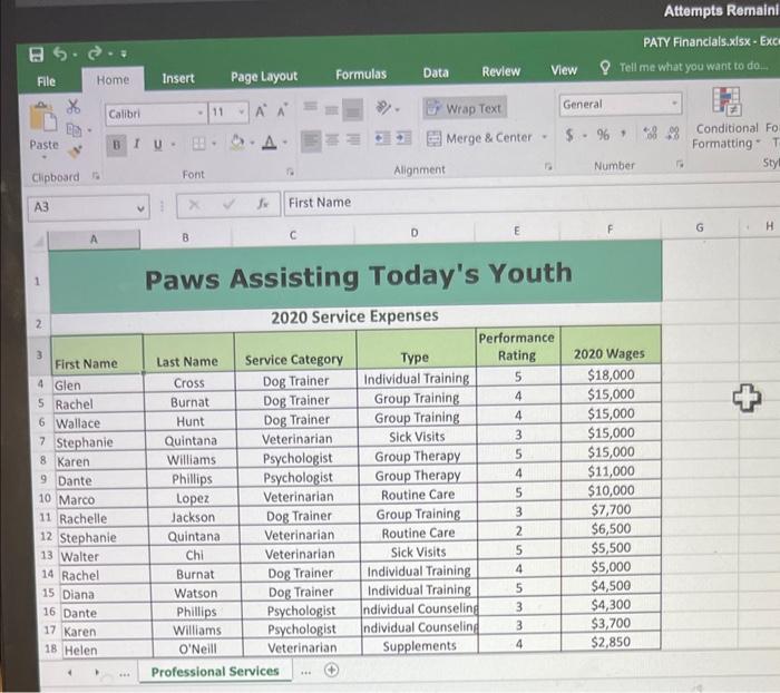 Solved Task Instructions Hide column E and column F in the | Chegg.com