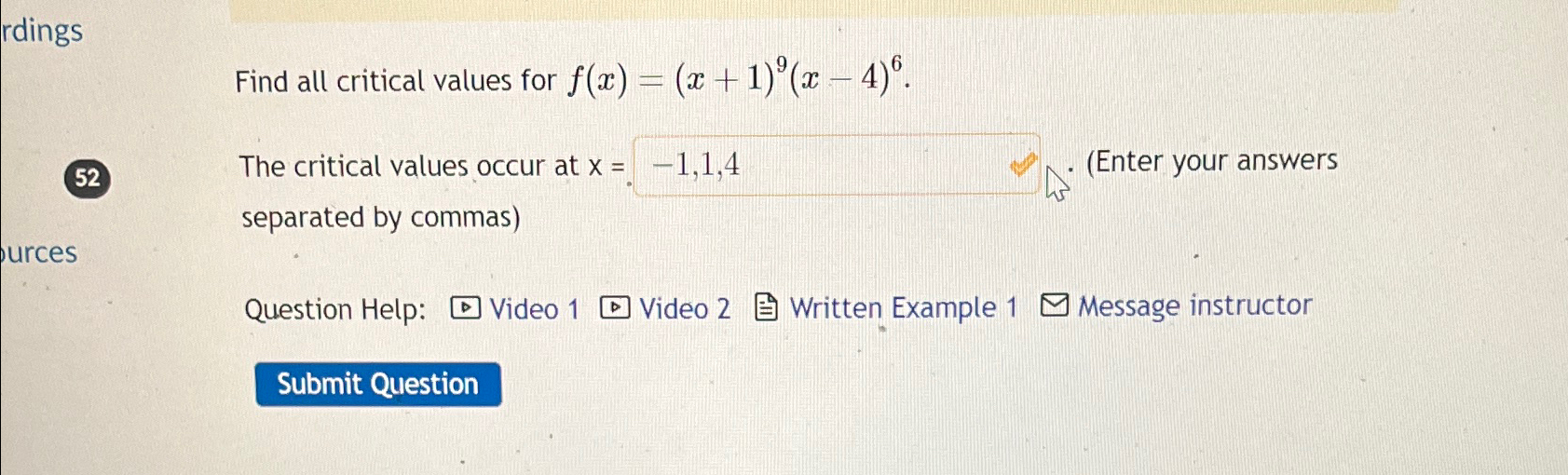 Solved rdingsFind all critical values for | Chegg.com