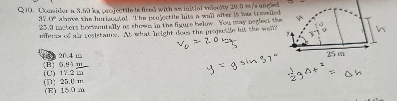 Solved Q10. ﻿Consider a 3.50kg ﻿projectile is fired with an | Chegg.com