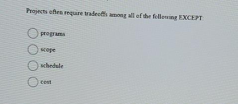 Solved Projects often require tradeoffs among all of the | Chegg.com