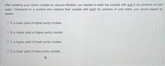 Solved After isolating your dulcin crystals by vacuum | Chegg.com