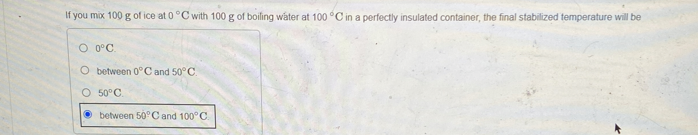 Solved If you mix 100 ﻿g of ice at 0°C ﻿with 100 ﻿g of | Chegg.com