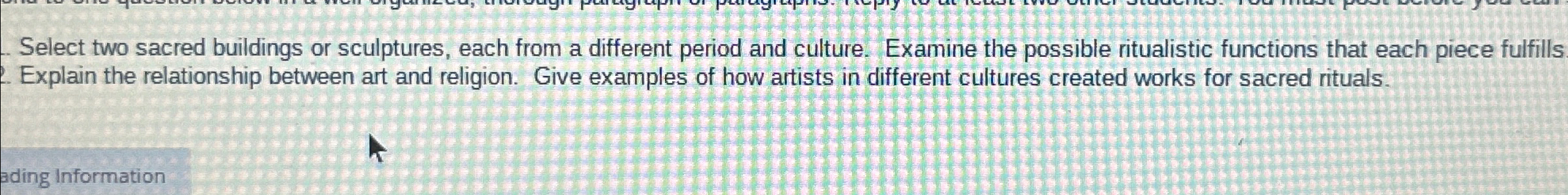 Solved Select two sacred buildings or sculptures, each from | Chegg.com