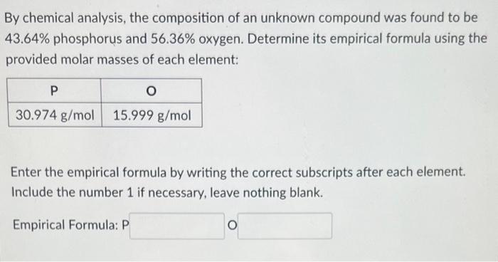 Solved By chemical analysis, the composition of an unknown | Chegg.com
