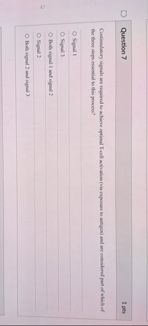 Solved Question 71 ﻿ptsCostimulatory signals are required to | Chegg.com