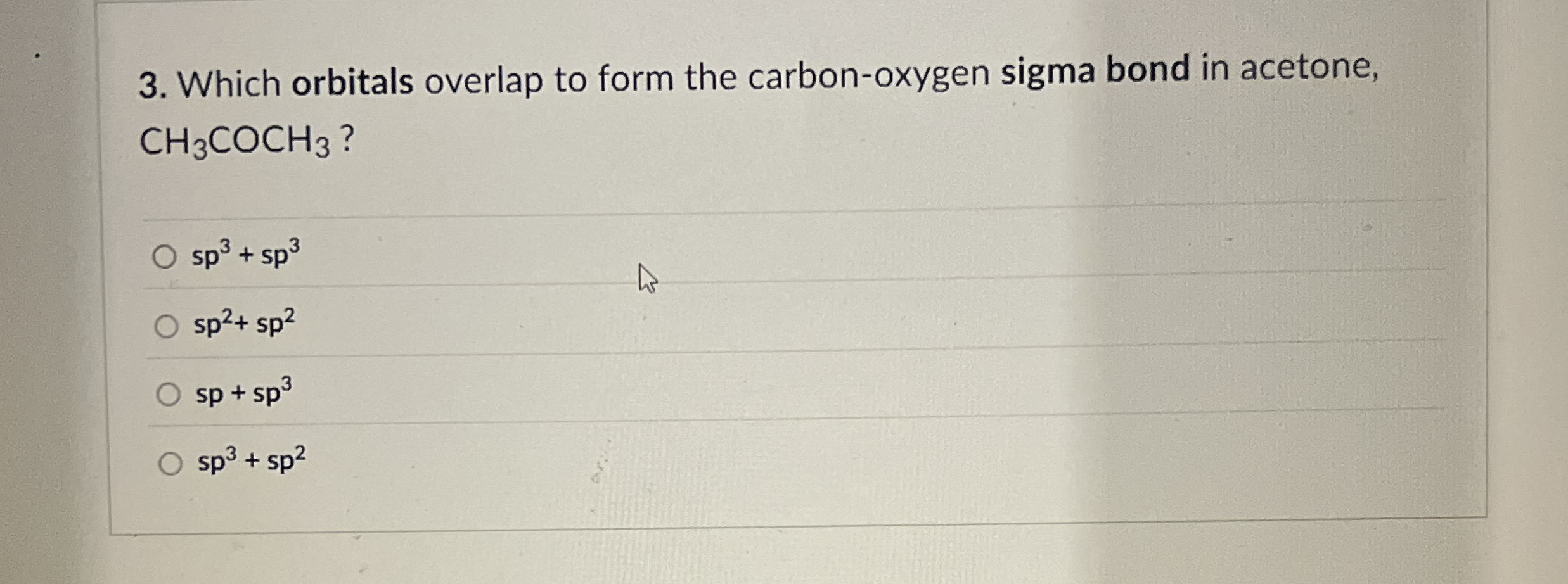 Solved Which orbitals overlap to form the carbon-oxygen | Chegg.com