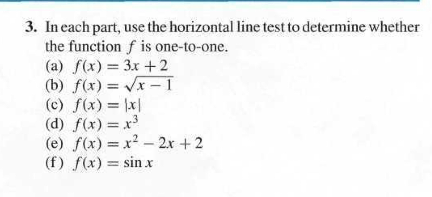 Solved In each part, use the horizontal line test to | Chegg.com