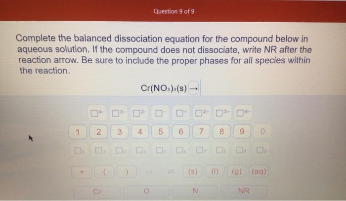 Solved Complete the balanced dissociation equation for the | Chegg.com