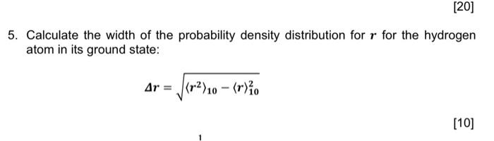 Solved 5. Calculate the width of the probability density | Chegg.com