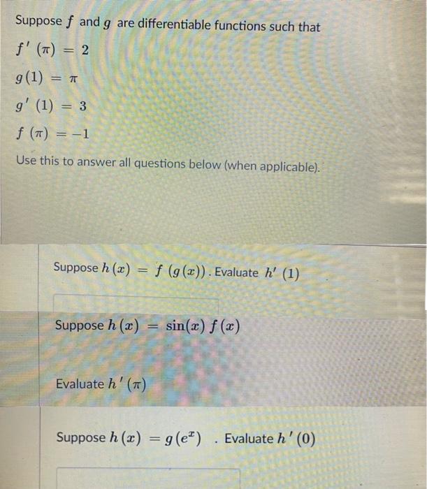 Solved Suppose f and g are differentiable functions such | Chegg.com