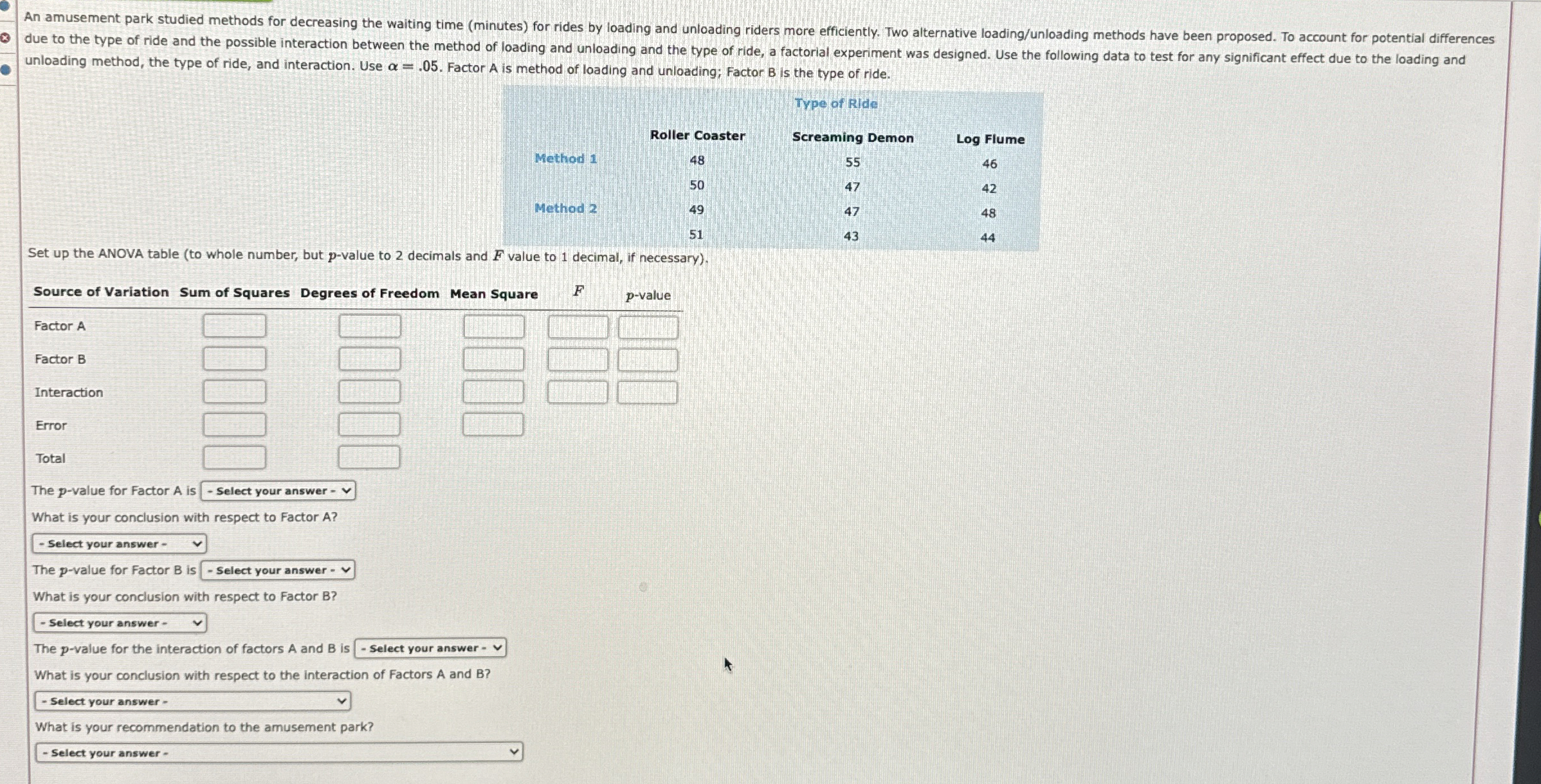 Solved unloading method, the type of ride, and interaction. | Chegg.com