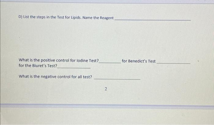 Solved Exercises 2A, 2B & 2C-Detecting macromolecules: | Chegg.com