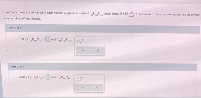 Solved How many moles are contained in each number of grams | Chegg.com