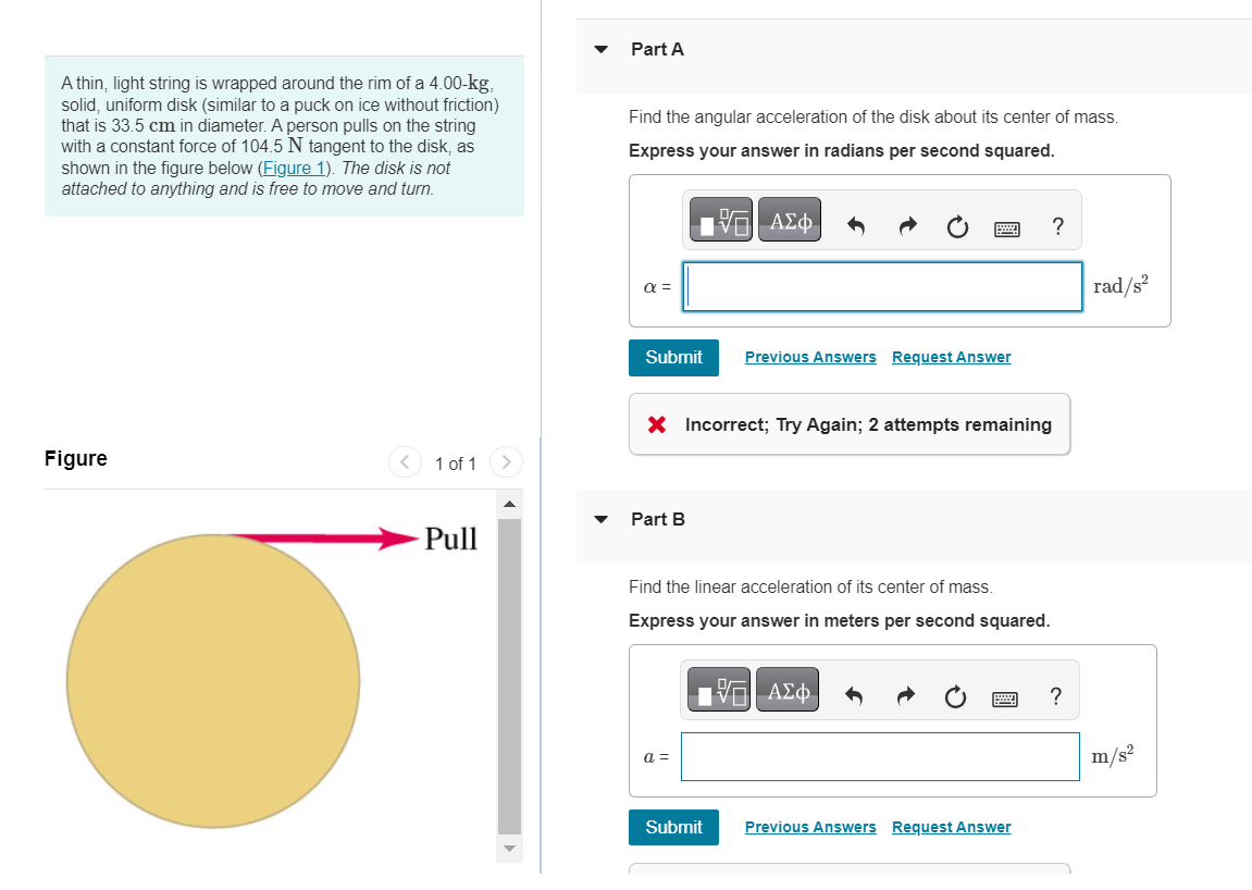 Solved Part AA thin, light string is wrapped around the rim | Chegg.com