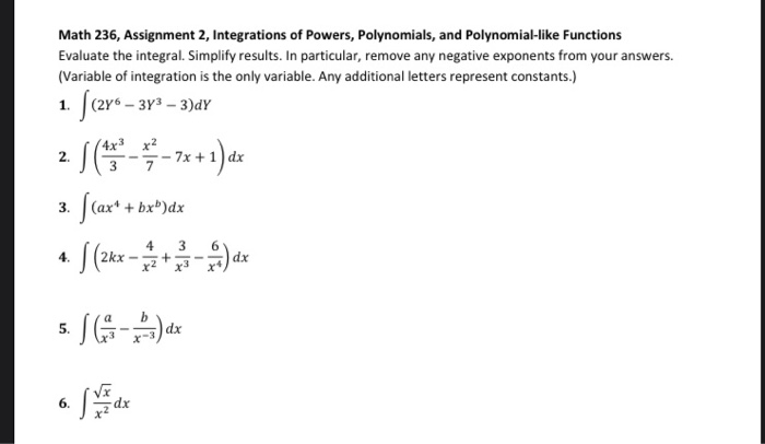 Solved Math 236, Assignment 2, Integrations of Powers, | Chegg.com