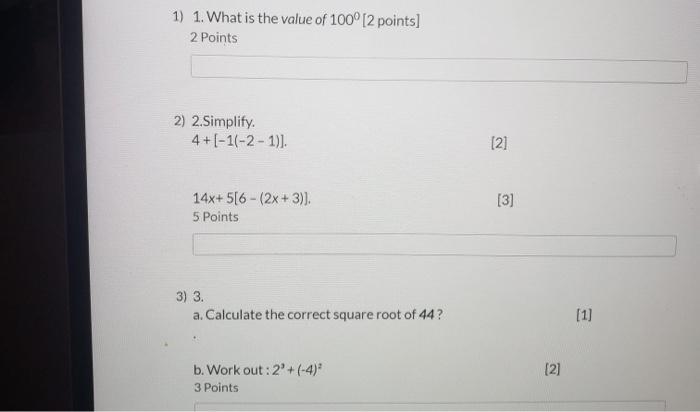 Solved 1) 1. What is the value of 100∘ [ 2 points] 2 Points | Chegg.com
