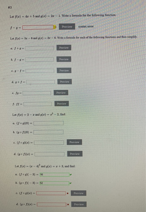 Solved #3 Let f(x) - 4x + 5 and g(x) - 2x - 1. Write a | Chegg.com