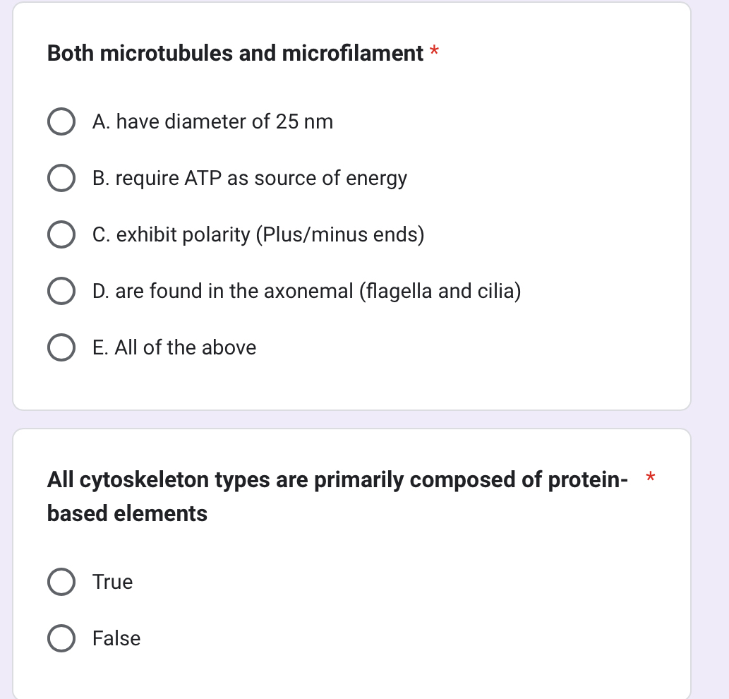 Solved Both microtubules and microfilament *A. ﻿have | Chegg.com