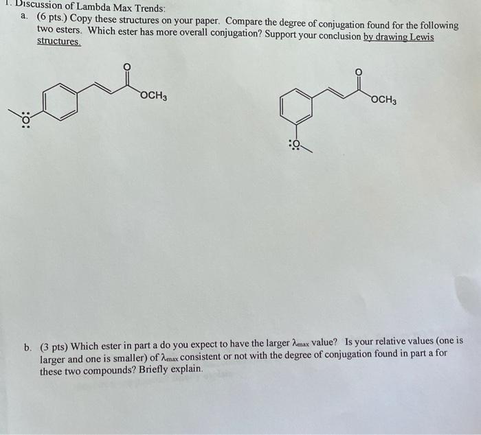 Solved 1. Discussion of Lambda Max Trends: a. (6 pts.) Copy | Chegg.com