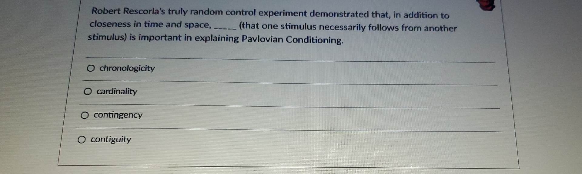 Solved Robert Rescorla's truly random control experiment | Chegg.com